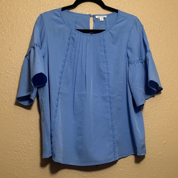 Mary Square | Tops | Chic Light Blue Ruffle Sleeve Blouse | Poshmark